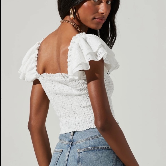 Astr | Tops | Astr Smocked Flutter Gauze Top In White | Poshmark